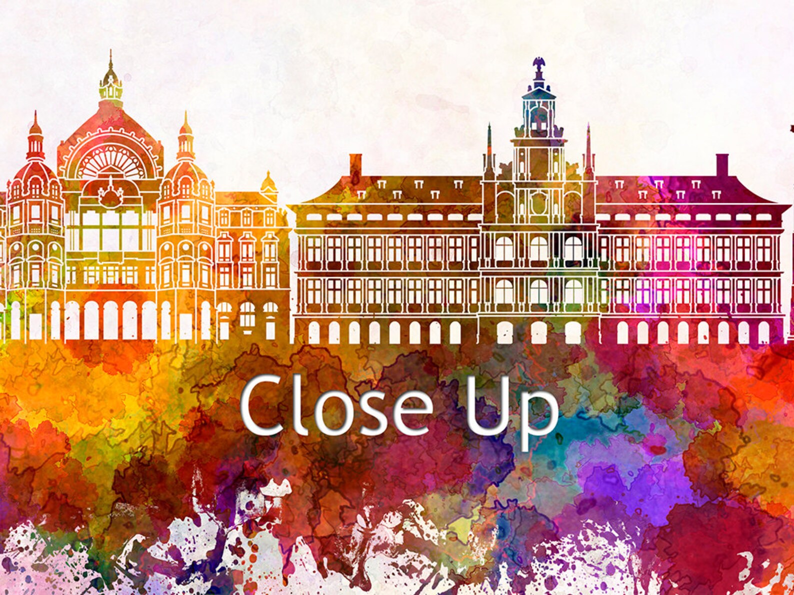 Antwerp Skyline in Watercolor Background - SKU 1129 - Etsy