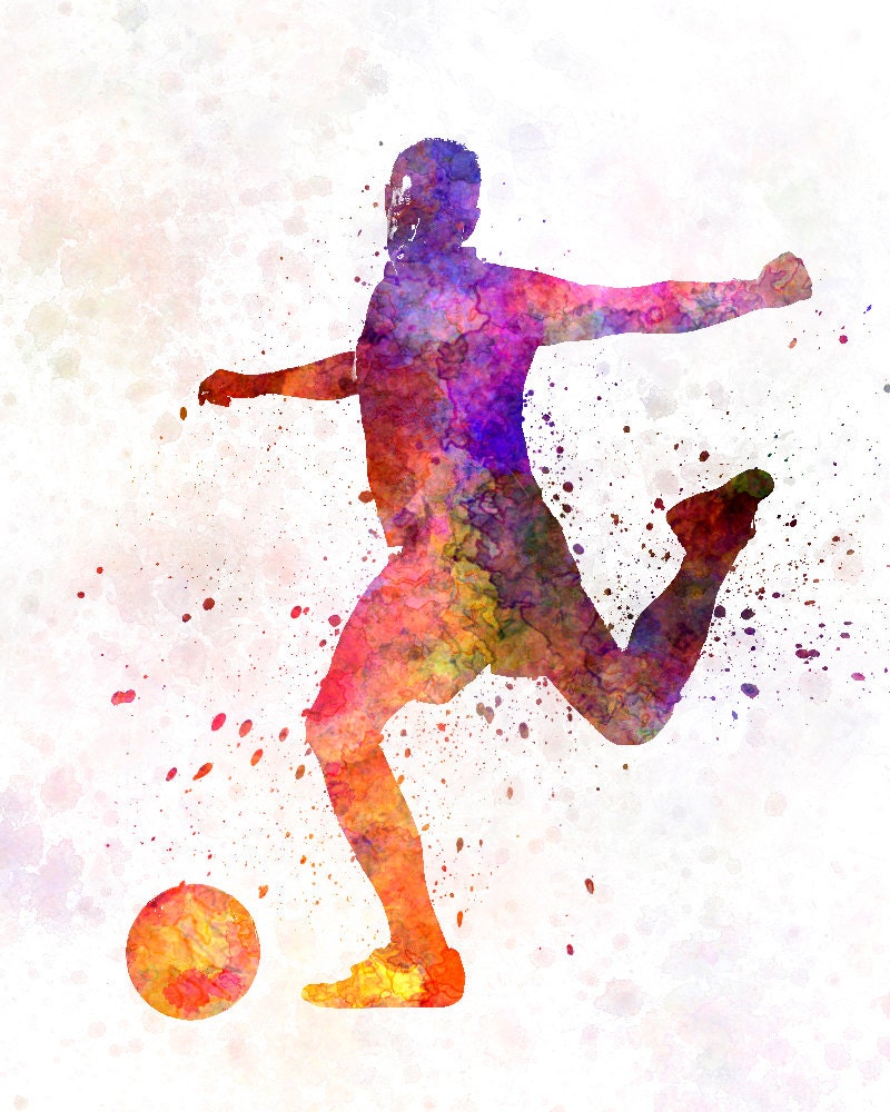 Man Soccer Football Player 03 - Poster Glicée Wall Art Illustration ...