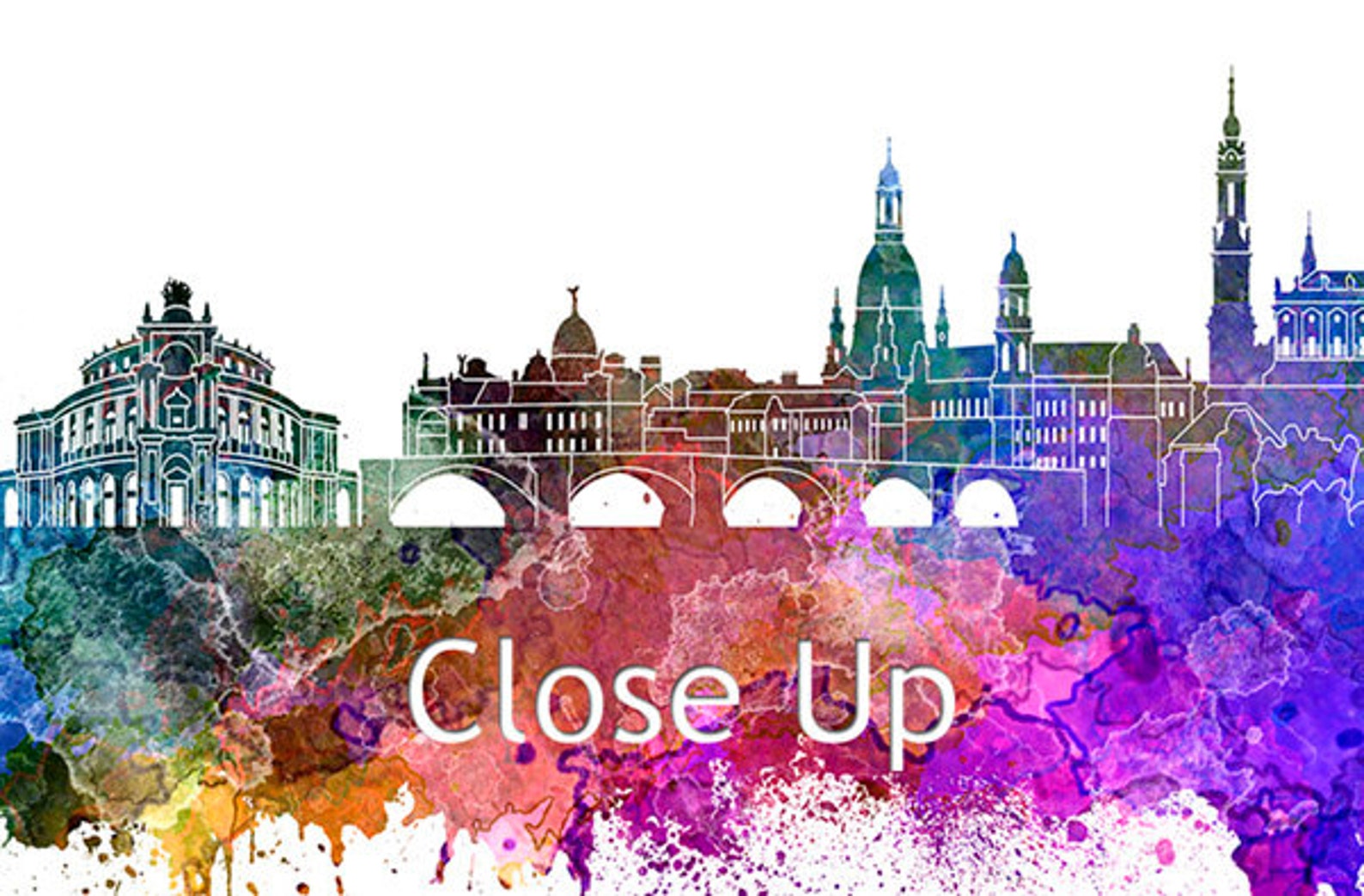 Dresden Skyline in Watercolor Over White Background With Name | Etsy