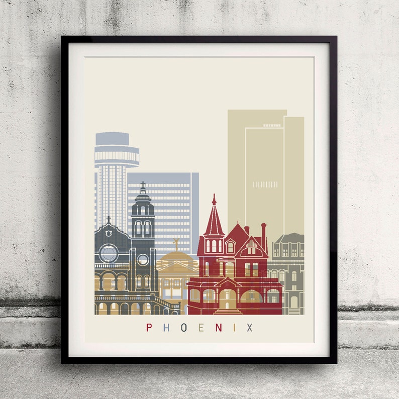 Phoenix Skyline Poster - Fine Art Print Glicee Poster Decor Home Gift ...