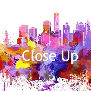 New York Skyline in Watercolor Over White Background With Name of City ...