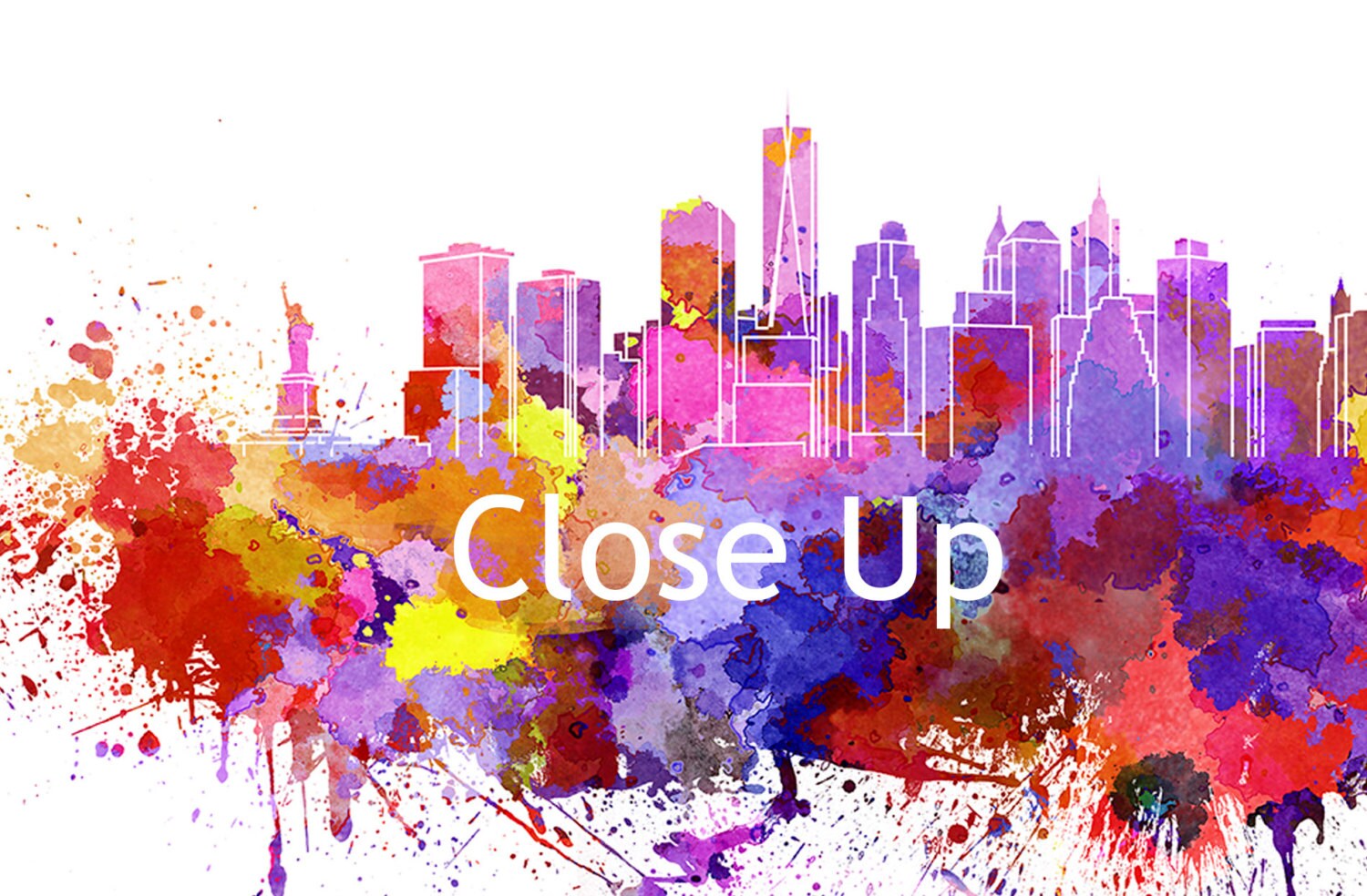 New York Skyline in Watercolor Over White Background With Name of City ...