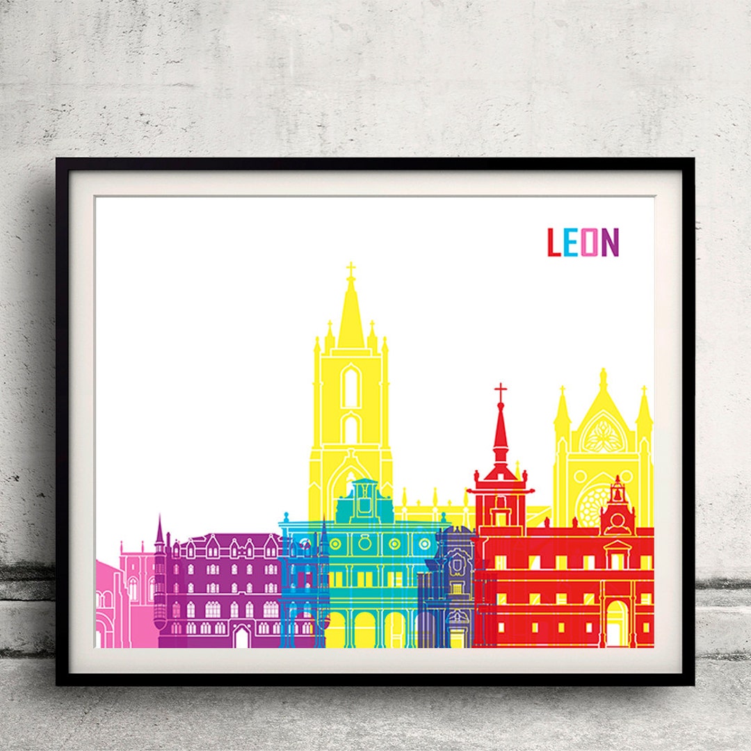 Leon Pop Art Skyline Fine Art Print Glicee Poster Decor Home - Etsy