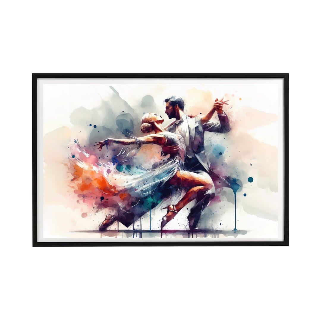 Ballroom Dance Wall Art – Watercolor Painting of Elegant Dancers ...