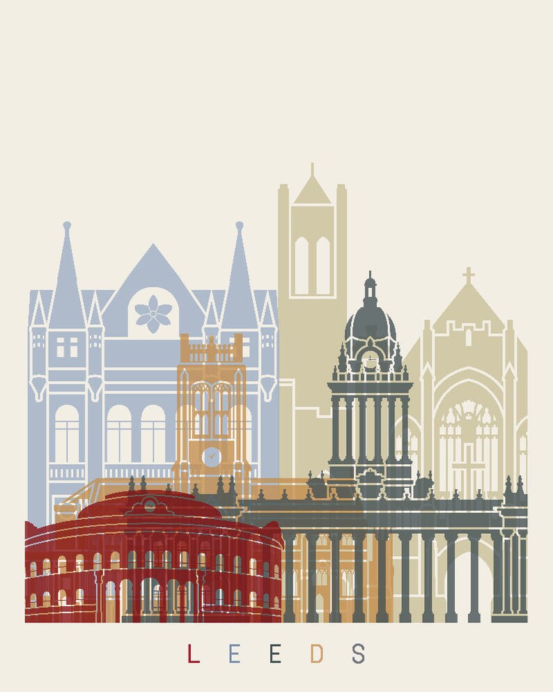 Leeds Skyline Poster Fine Art Print Glicee Poster Decor Home - Etsy
