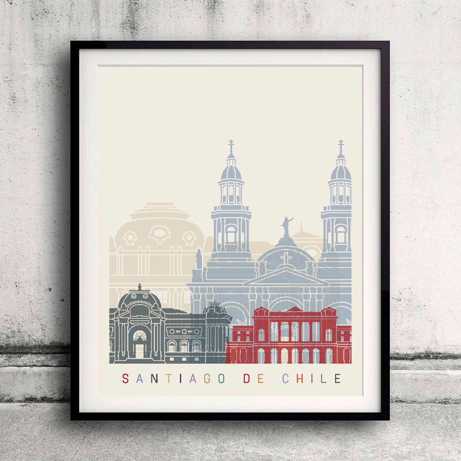 Santiago De Chile Skyline Poster Fine Art Print Glicee - Etsy