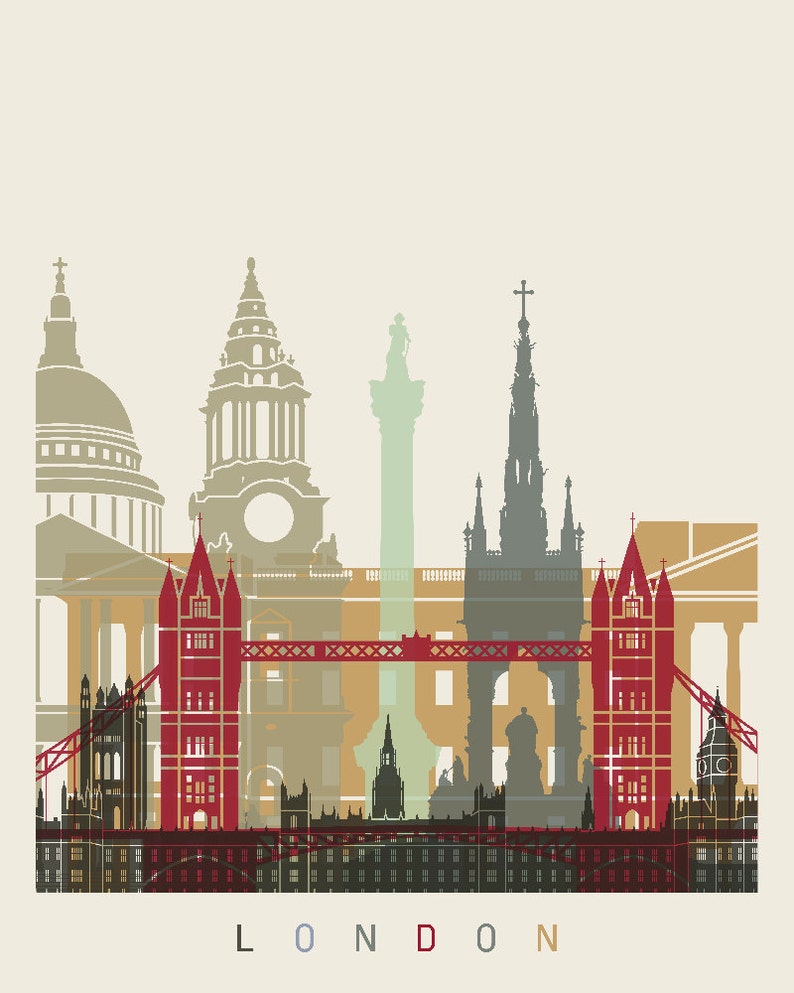 London Skyline Poster - Fine Art Print Glicee Poster Decor Home Gift ...
