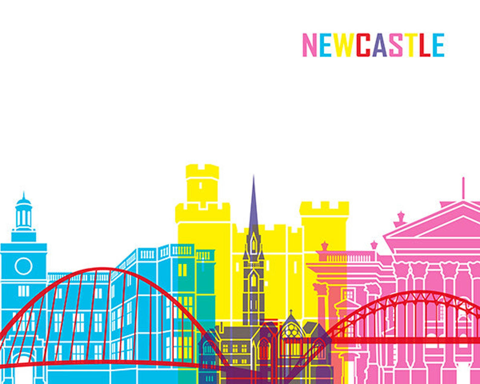 Newcastle Pop Art Skyline Fine Art Print Glicee Poster Decor - Etsy