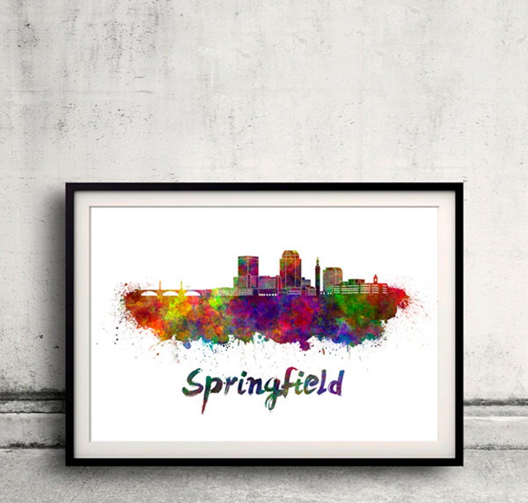 Horizon Springfield MA à laquarelle sur fond blanc avec le nom de la ...