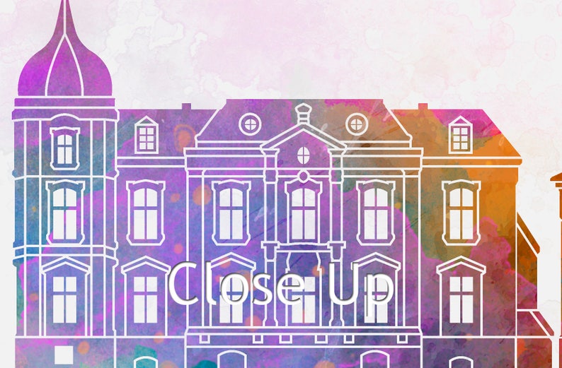 Gorzow Skyline in Watercolor Background Fine Art Print - Etsy