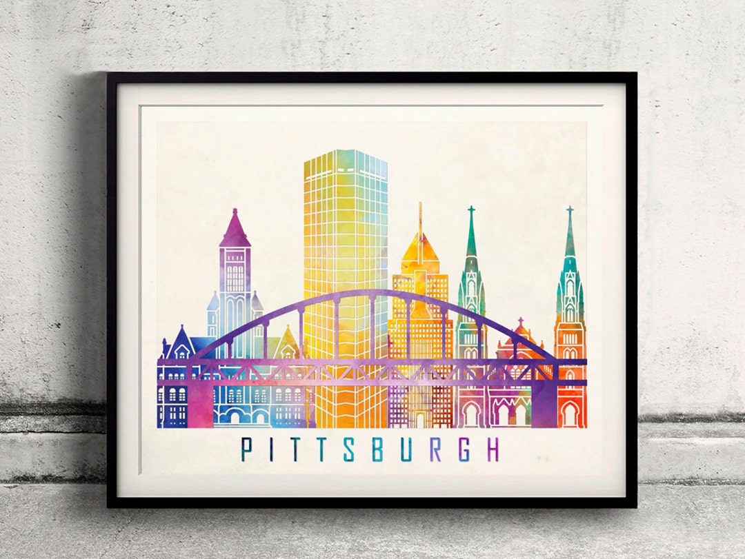 Pittsburgh Landmarks Watercolor Poster - Fine Art Print Glicee Poster ...