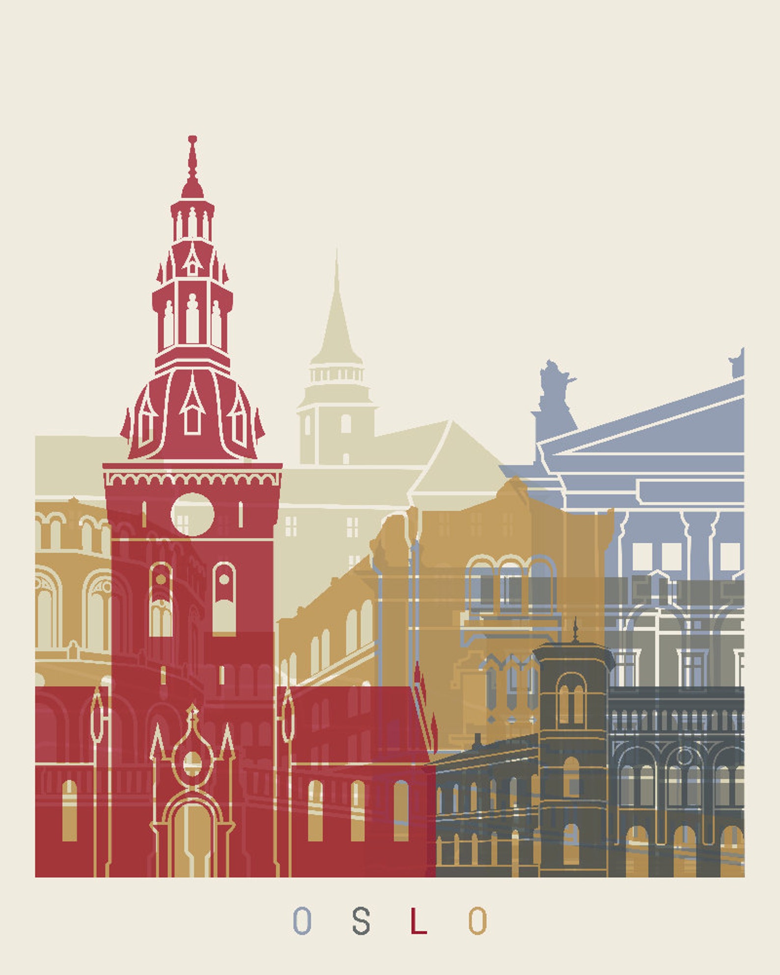 Oslo Skyline Poster Fine Art Print Glicee Poster Decor Home | Etsy