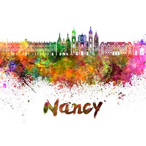 Nancy Skyline in Watercolor Over White Background With Name of - Etsy