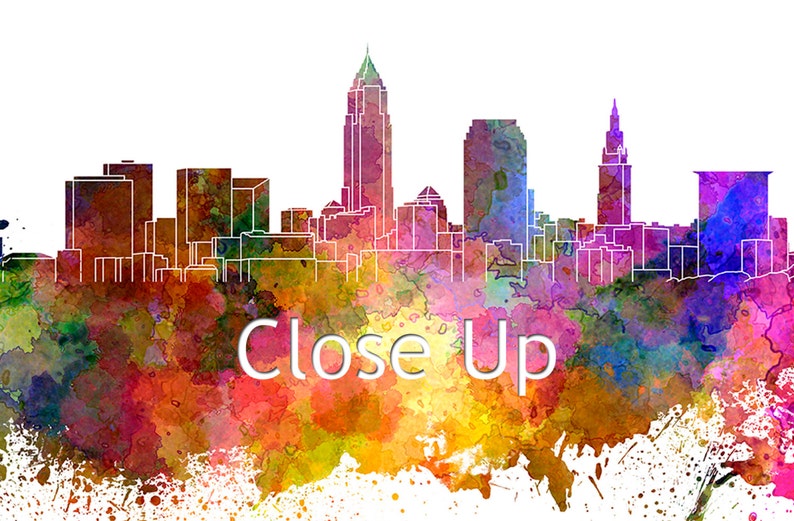 Cleveland Skyline in Watercolor Over White Background With - Etsy
