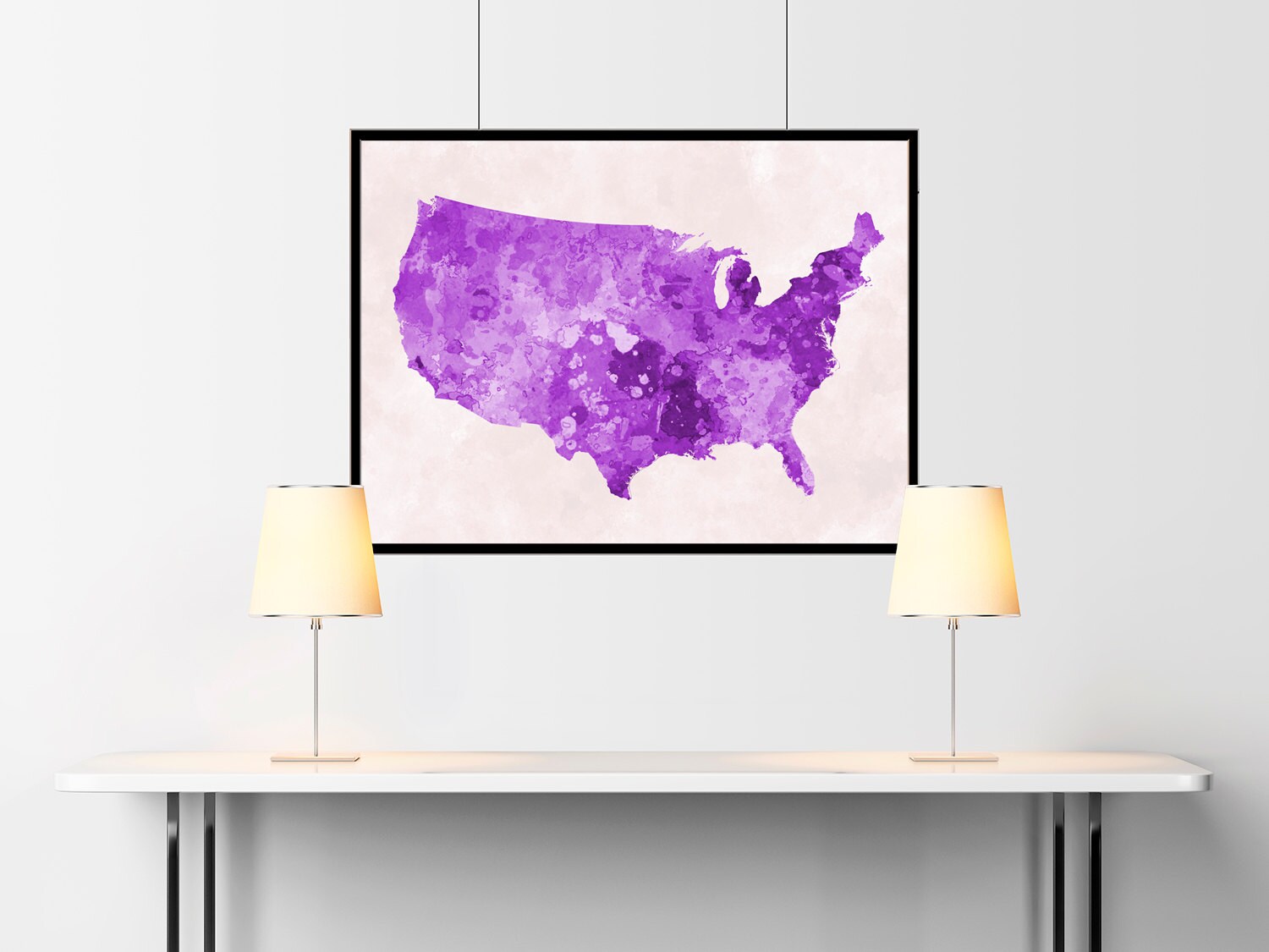United States Map in Watercolor Purple Painting Abstract | Etsy