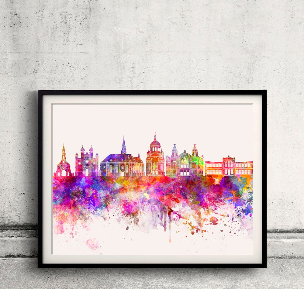 Cluj-napoca Skyline in Watercolor Background - Fine Art Print Glicee ...