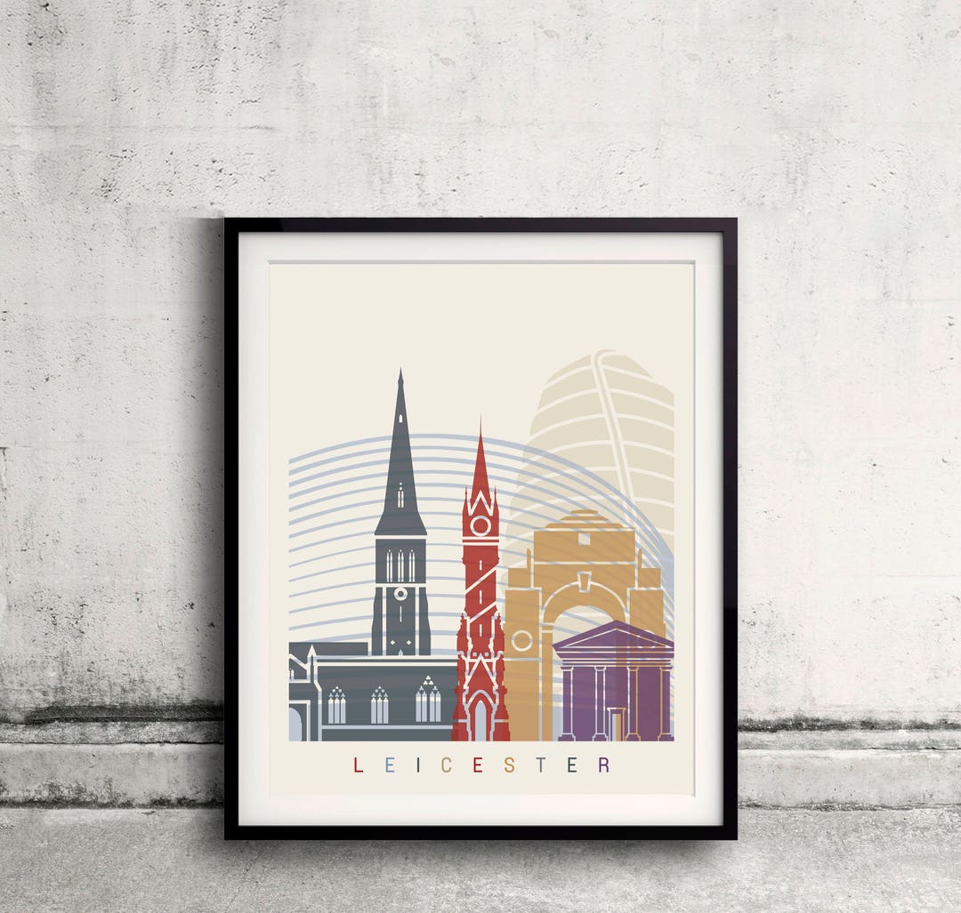 Leicester Skyline Poster - Fine Art Print Glicee Poster Decor Home Gift ...