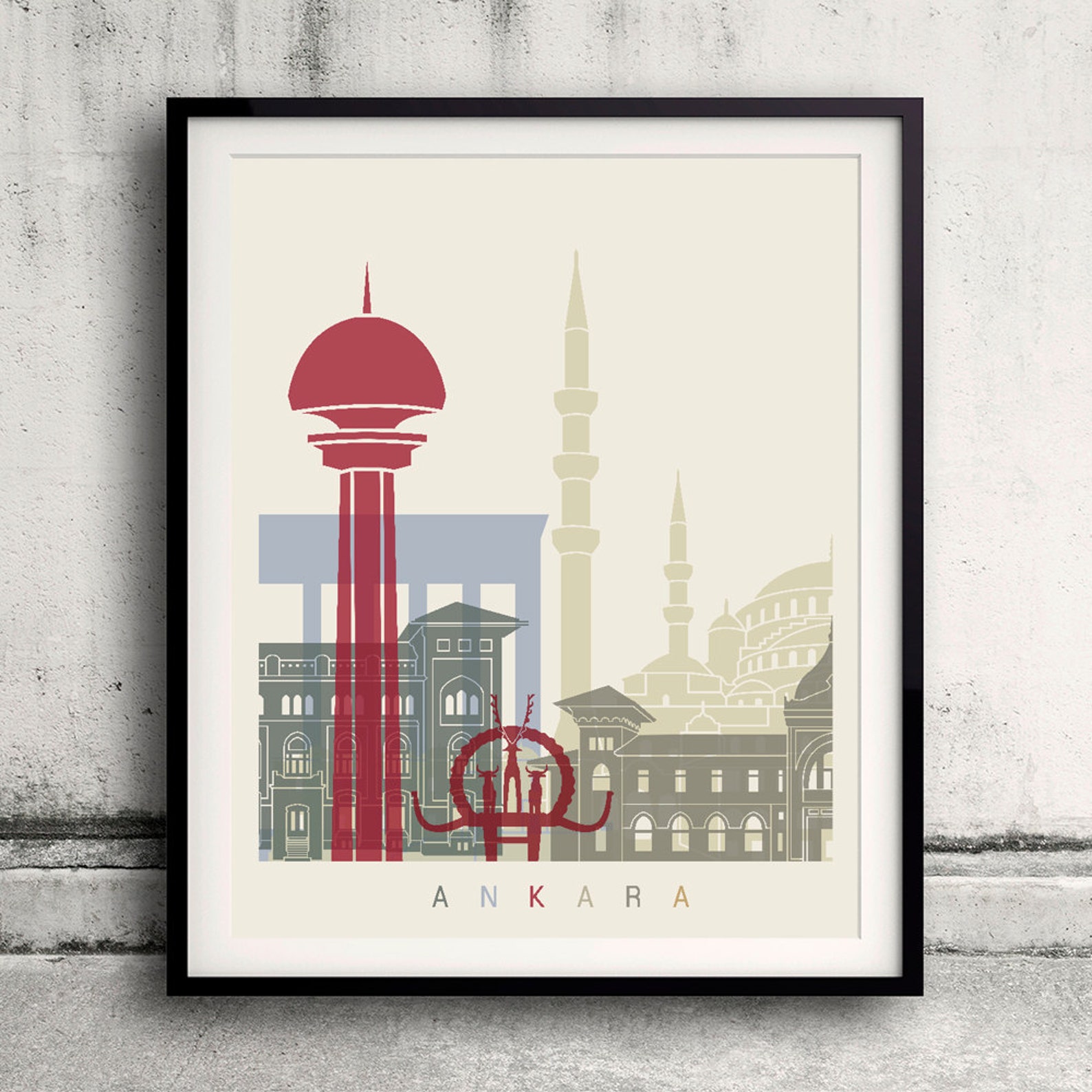 Ankara Skyline Poster - Fine Art Print Glicee Poster Decor Home Gift ...