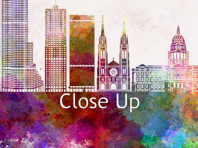 Denver Skyline in Watercolor Background Fine Art Print | Etsy