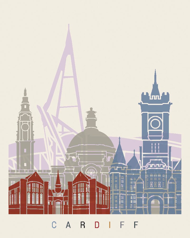 Cardiff Skyline Poster Fine Art Print Glicee Poster Decor - Etsy