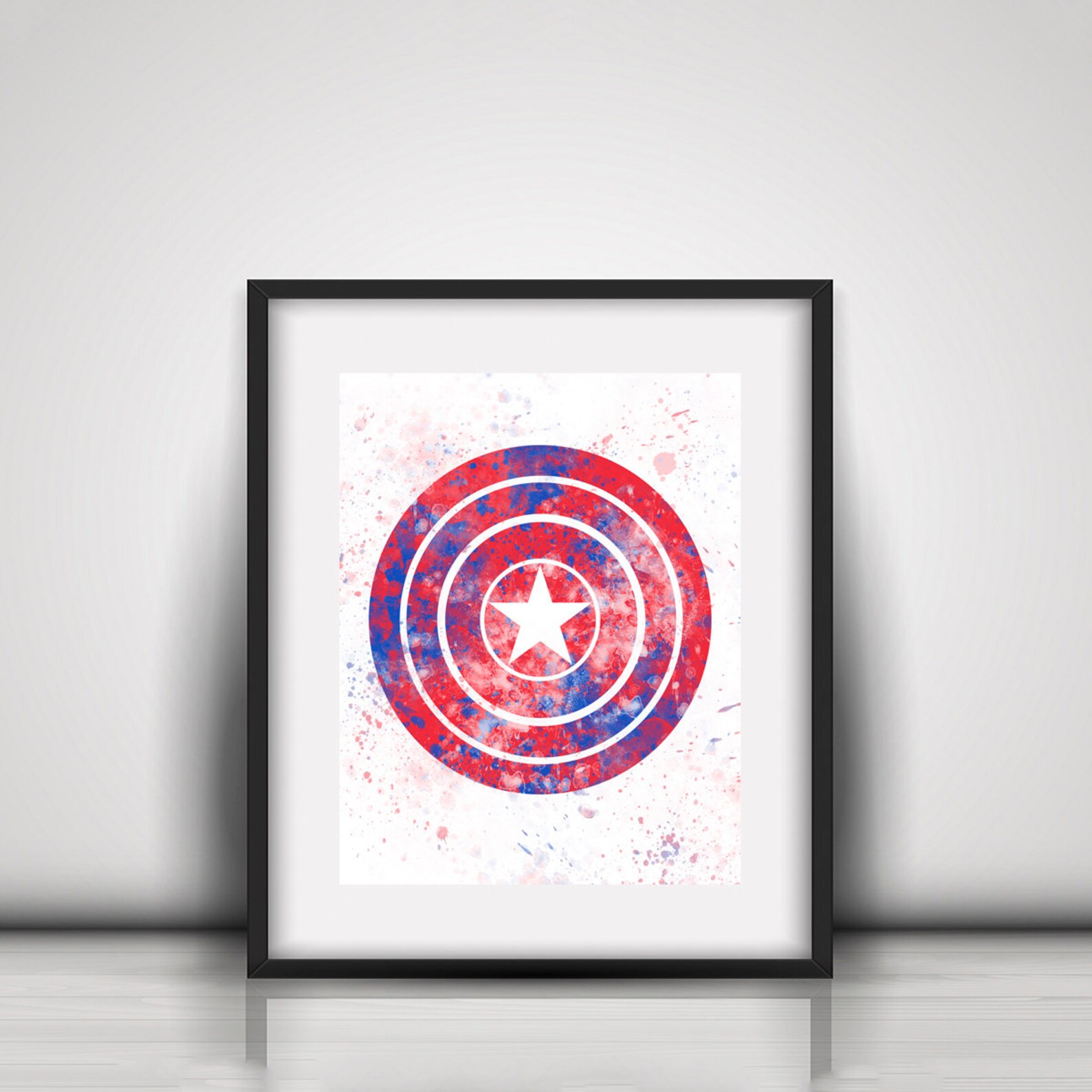 Captain America SHIELD in Watercolor Fine Art Print Glicee - Etsy