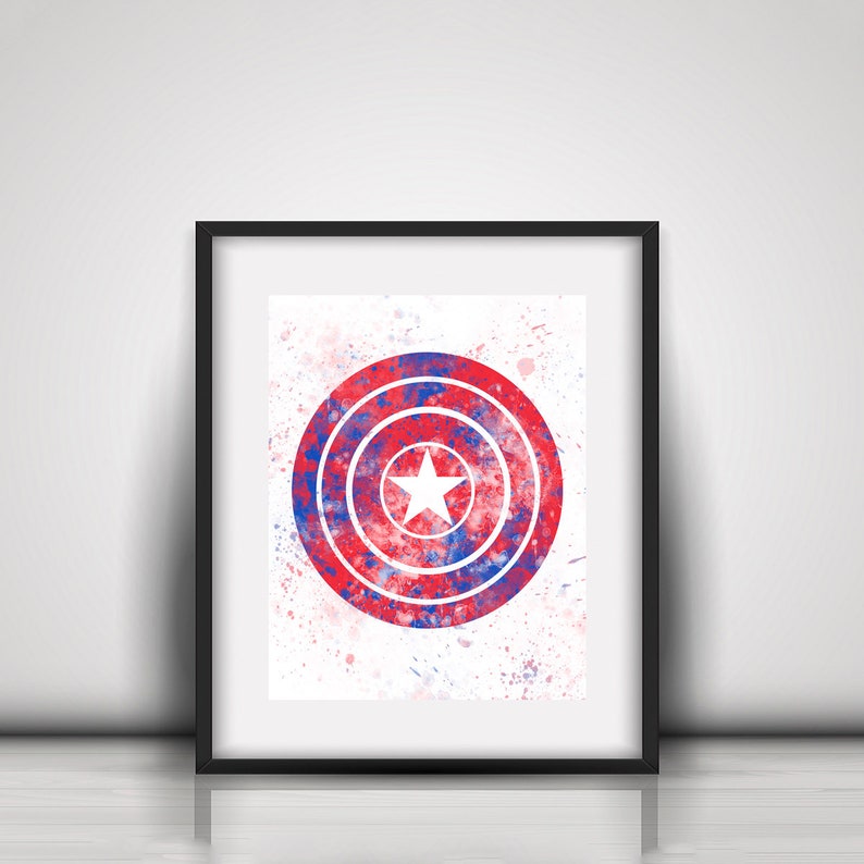 Captain America SHIELD in Watercolor Fine Art Print Glicee - Etsy