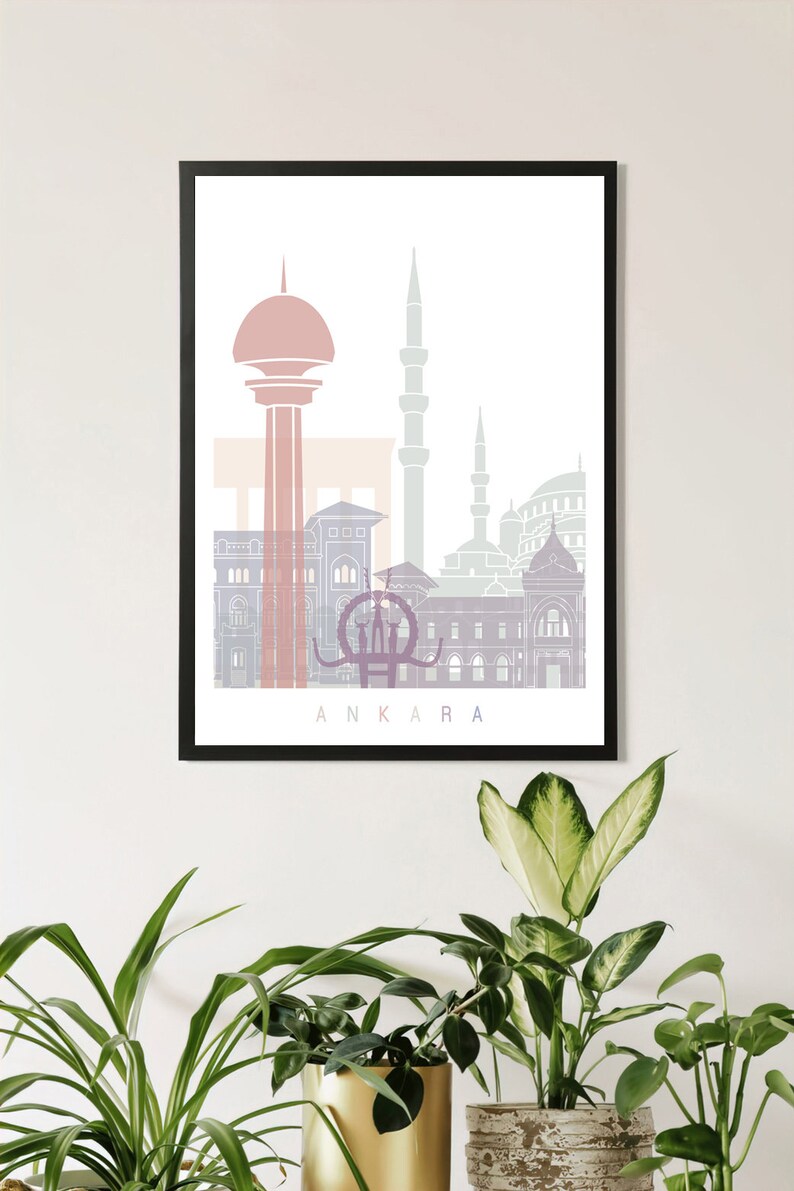 Ankara Skyline Poster - Fine Art Print Glicee Poster Decor Home Gift ...