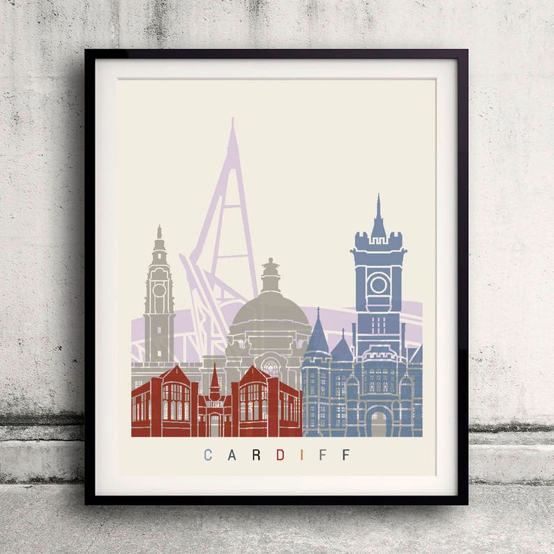 Cardiff Skyline Poster Fine Art Print Glicee Poster Decor - Etsy