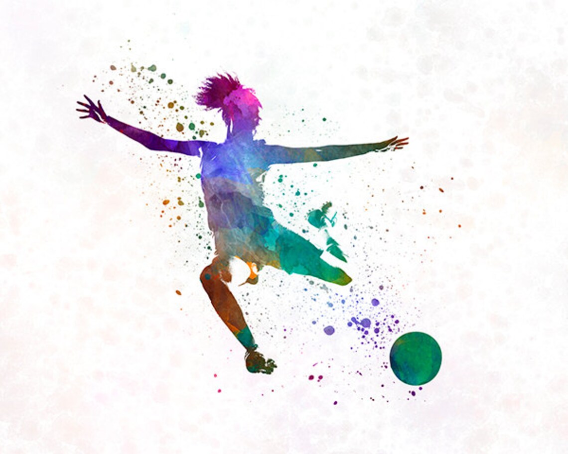 Woman soccer player 03 Fine Art Print Glicee Poster Home | Etsy