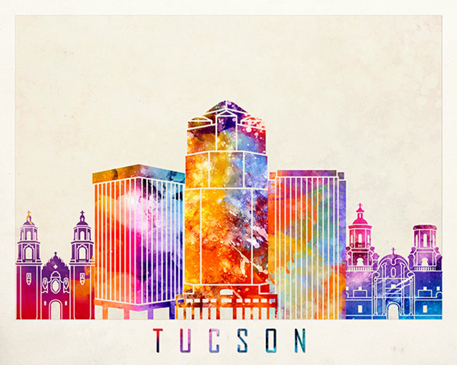 Tucson Landmarks Watercolor Poster - Fine Art Print Glicee Poster Decor ...