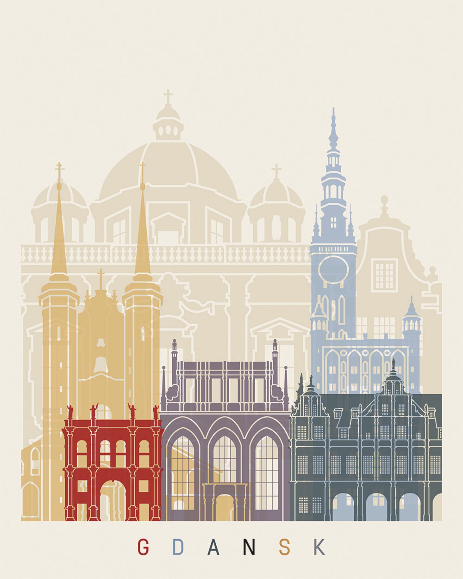 Gdansk Skyline Poster Fine Art Print Glicee Poster Decor Home Gift ...