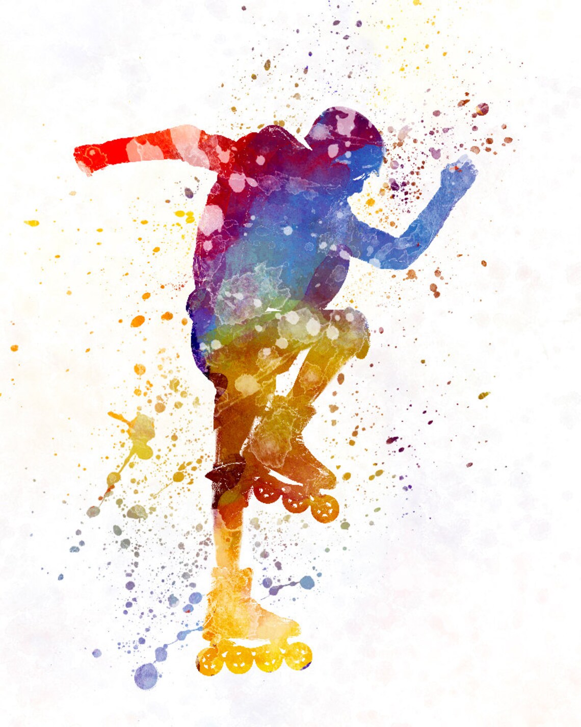 Man Roller Skater Inline 02 - Fine Art Print Glicee Poster Home ...