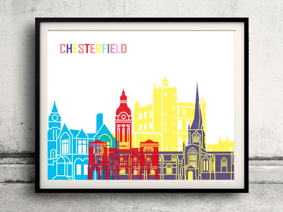 Chesterfield Pop Art Skyline - Fine Art Print Glicee Poster Decor Home ...