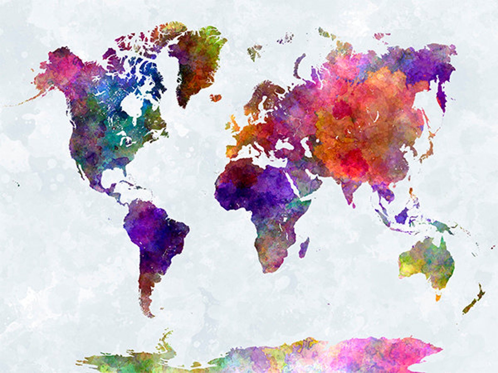 World Map in Watercolor Painting Abstract Splatters SKU 0400 - Etsy