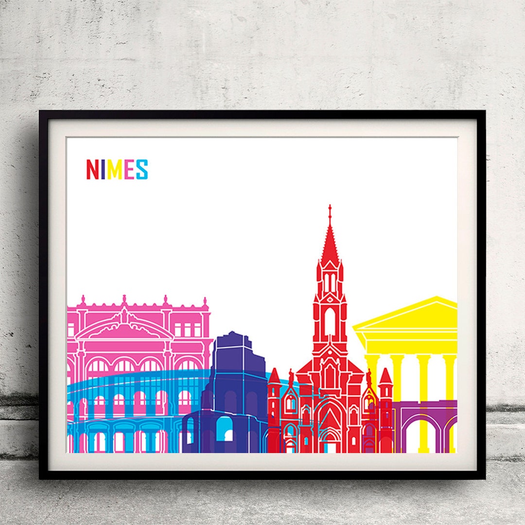 Nimes Skyline Pop Art Fine Art Print Glicee Poster Decor - Etsy