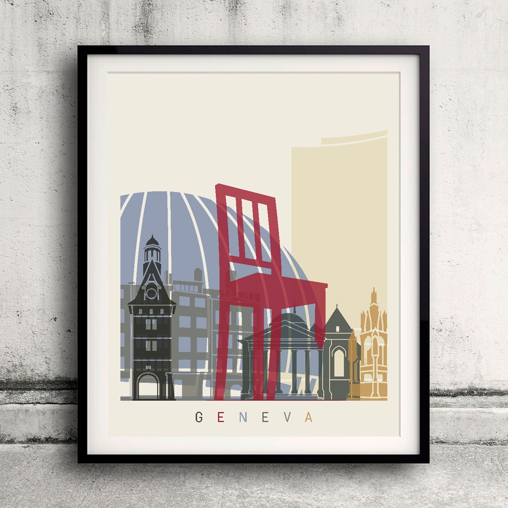Geneva Skyline Poster Fine Art Print Glicee Poster Decor - Etsy