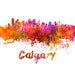 Calgary Skyline in Watercolor Over White Background With Name of City ...