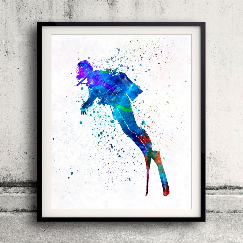 Man Scuba Diver 02 Fine Art Print Glicee Poster Home - Etsy
