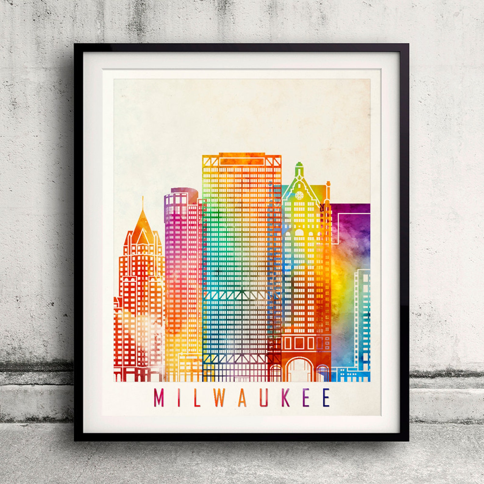 Milwaukee Landmarks Watercolor Poster - Fine Art Print Glicee Poster ...