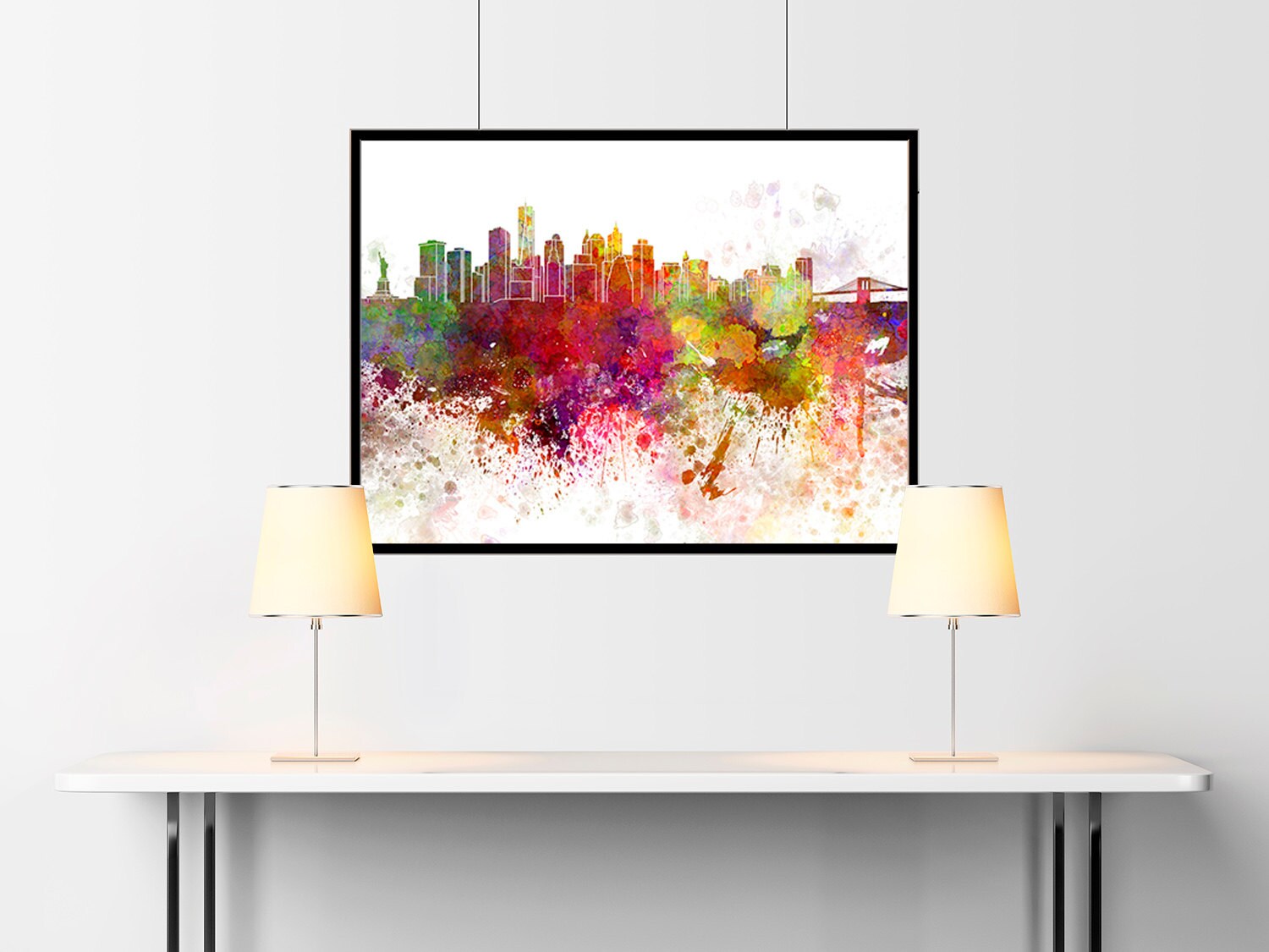 New York Skyline in Watercolor Background SKU 1136 - Etsy