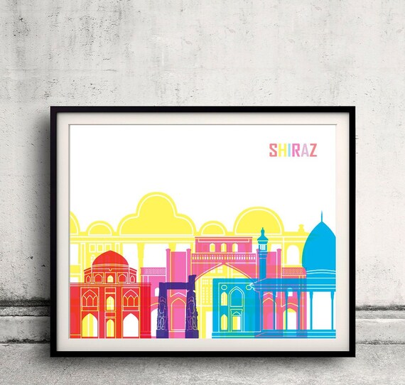 Shiraz Pop Art Skyline Fine Art Print Glicee Poster Decor | Etsy