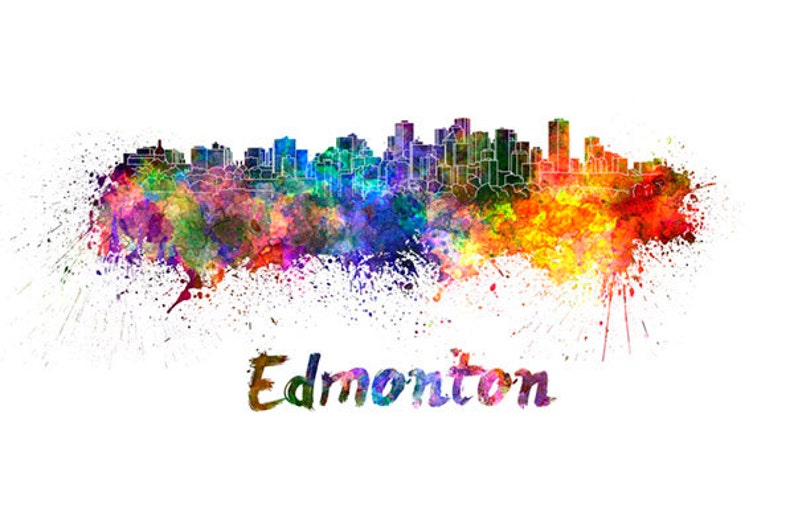 Edmonton Skyline in Watercolor Over White Background With Name - Etsy