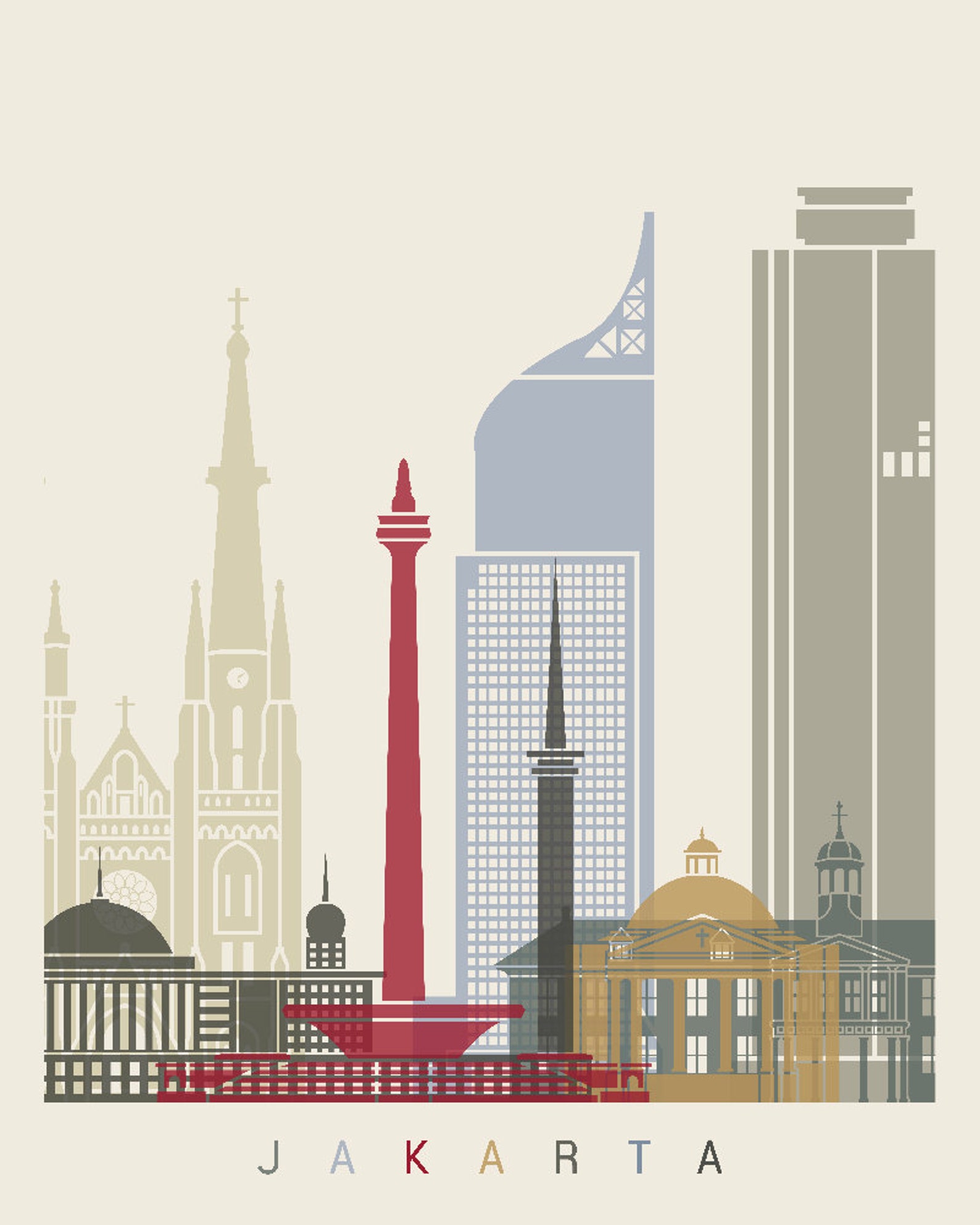 Jakarta Skyline Poster Fine Art Print Glicee Poster Decor - Etsy