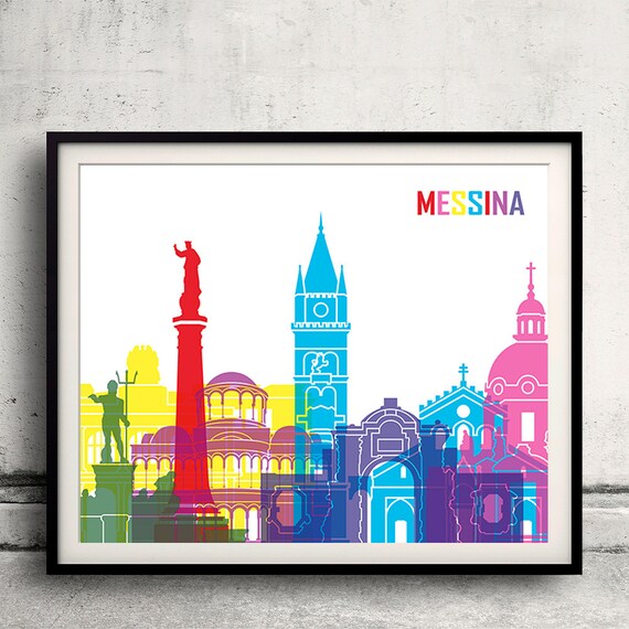 Messina Pop Art Skyline Fine Art Print Glicee Poster Decor | Etsy