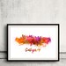 Calgary Skyline in Watercolor Over White Background With Name of City ...