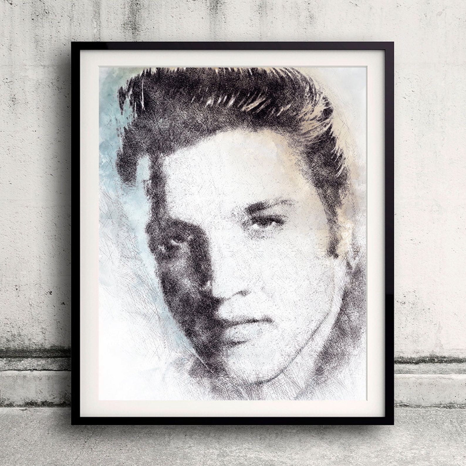 Elvis Presley Portrait 02 in Pen & Watercolor Fine Art Print - Etsy