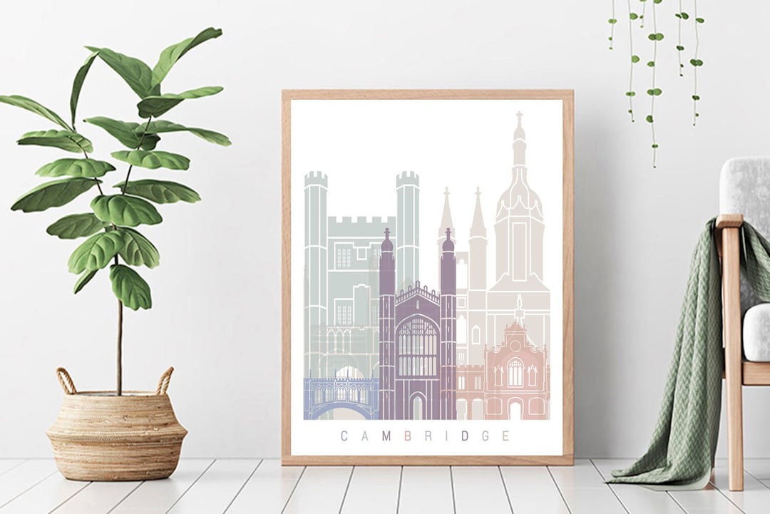 Cambridge Skyline Poster - Fine Art Print Glicee Poster Decor Home Gift ...