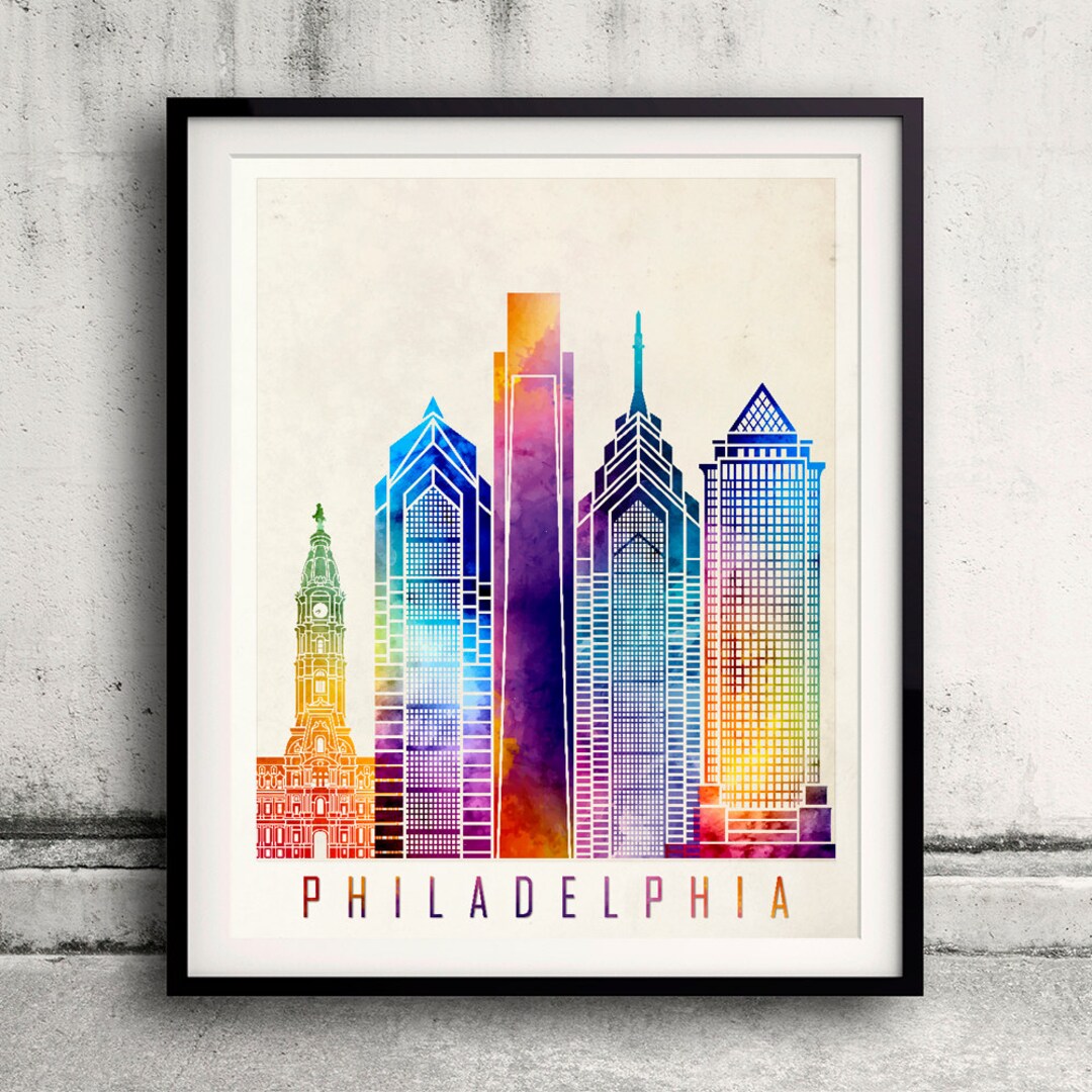 Philadelphia Landmarks Watercolor Poster - Fine Art Print Glicee Poster ...