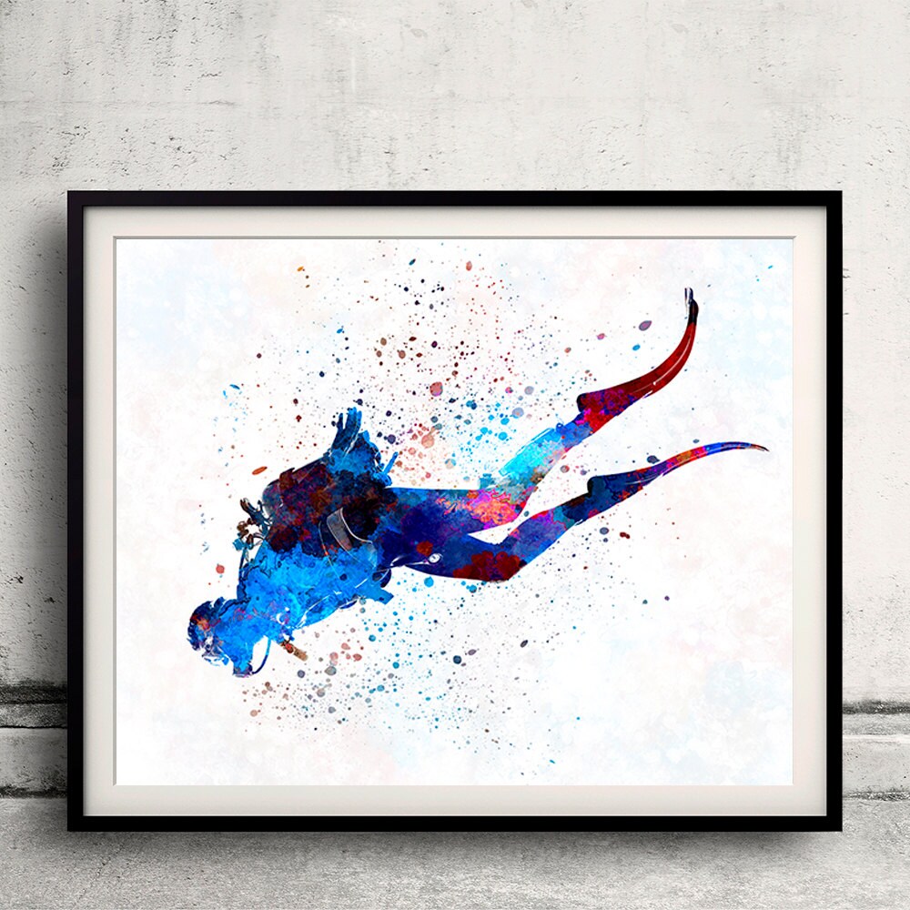 Man Scuba Diver 03 Fine Art Print Glicee Poster Home - Etsy