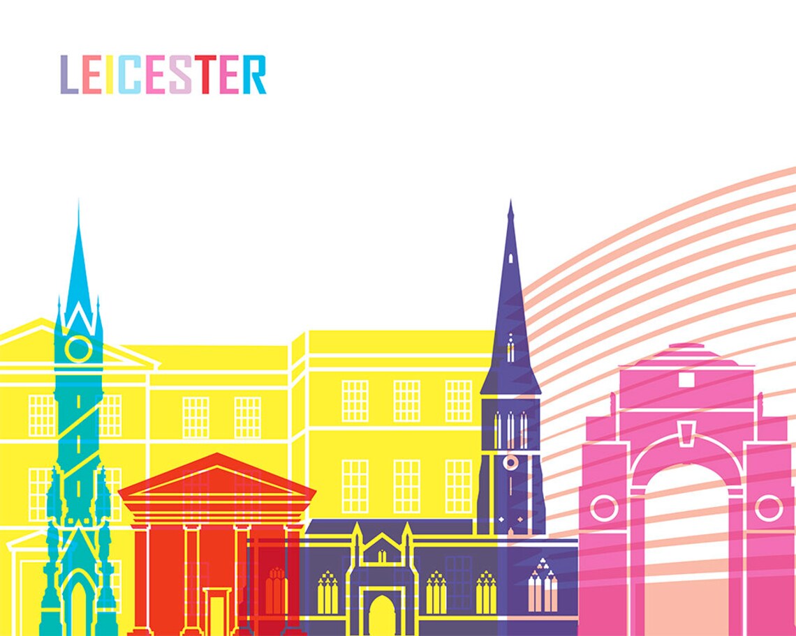 Leicester Pop Art Skyline Fine Art Print Glicee Poster Decor | Etsy